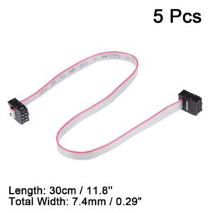 Tool parts 5pcs 11.8'' IDC 6 Pins Connector Flat Ribbon Cable Female Connector Pitch