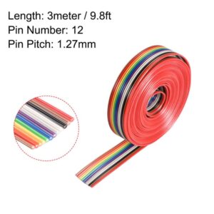 Tool parts IDC Rainbow Wire Flat Ribbon Cable 12P 1.27mm Pitch 3meter/9.8ft Length