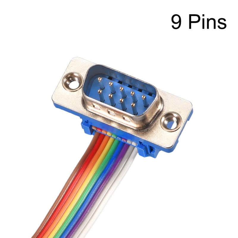 Tool parts IDC Rainbow Wire Flat Ribbon Cable DB9 M/M Connector 2.54mm Pitch 19.7inch Long