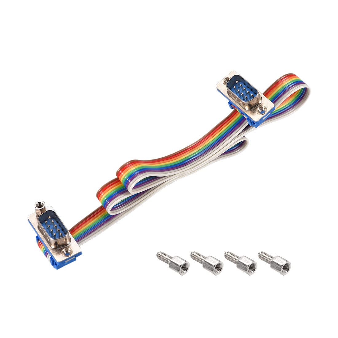 Tool parts IDC Rainbow Wire Flat Ribbon Cable DB9 M/M Connector 2.54mm Pitch 19.7inch Long