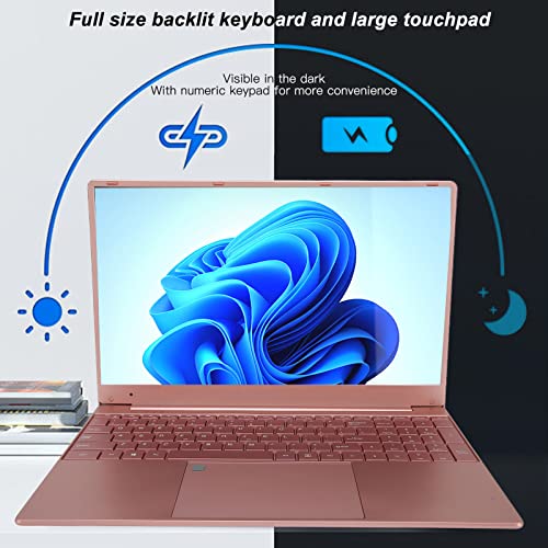 Bewinner 15.6Inch HD Laptop Computer, Fingerprint Unlock Laptop, with 2K IPS Screen, Quad Core Laptop, Supports 8 Hours of Battery Life, for Office and Home (12+128G US Plug)