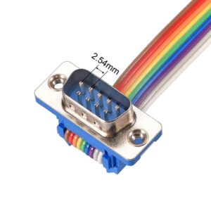 Tool parts IDC Rainbow Wire Flat Ribbon Cable DB9 M/M Connector 2.54mm Pitch 19.7inch Long