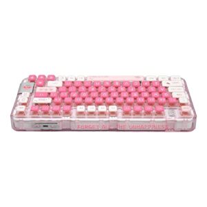 sanpyl pink wired rgb gaming keyboard, 80 keys three modes noise reduction mechanical keyboard, bluetooth 3750mah 2 layer keycaps for win, for os x, for ios, for android