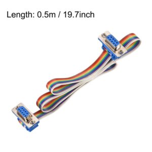 Tool parts IDC Rainbow Wire Flat Ribbon Cable DB9 F/F Connector 2.54mm Pitch 19.7inch Long