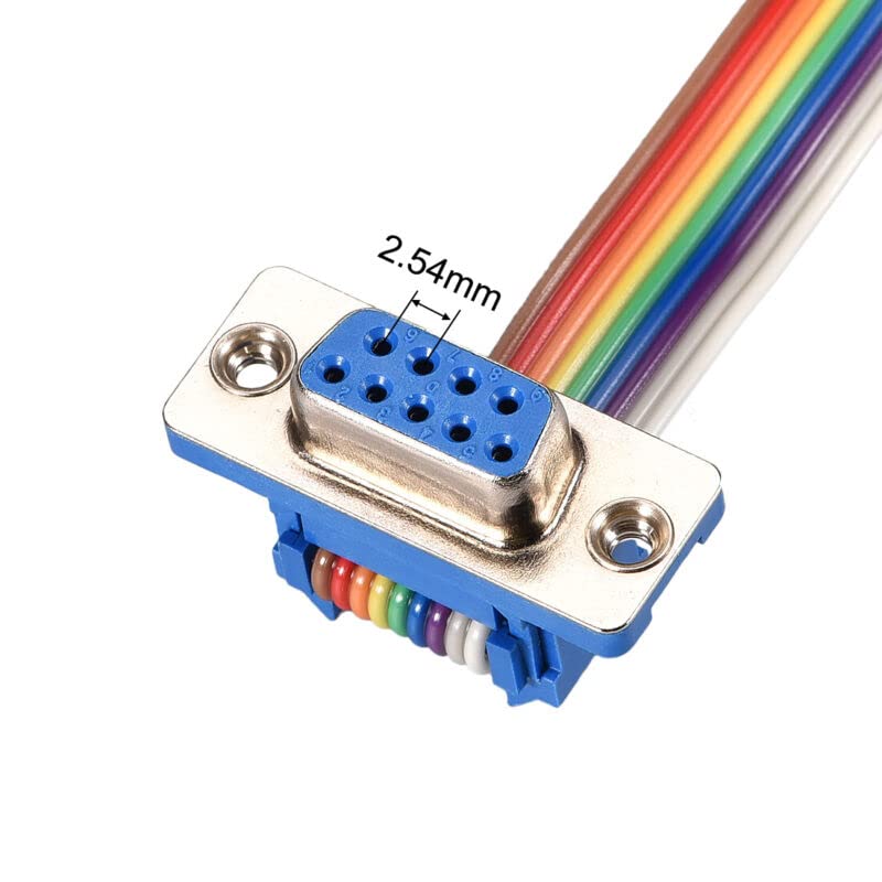 Tool parts IDC Rainbow Wire Flat Ribbon Cable DB9 F/F Connector 2.54mm Pitch 19.7inch Long