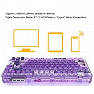 Dilwe Wireless Mechanical Gaming Keyboard, 80 Keys 3 Modes RGB Backlight Hot Swappable Keyboard, Wireless, BT, USB C Ergonomic Keyboard, 3750mAh Battery