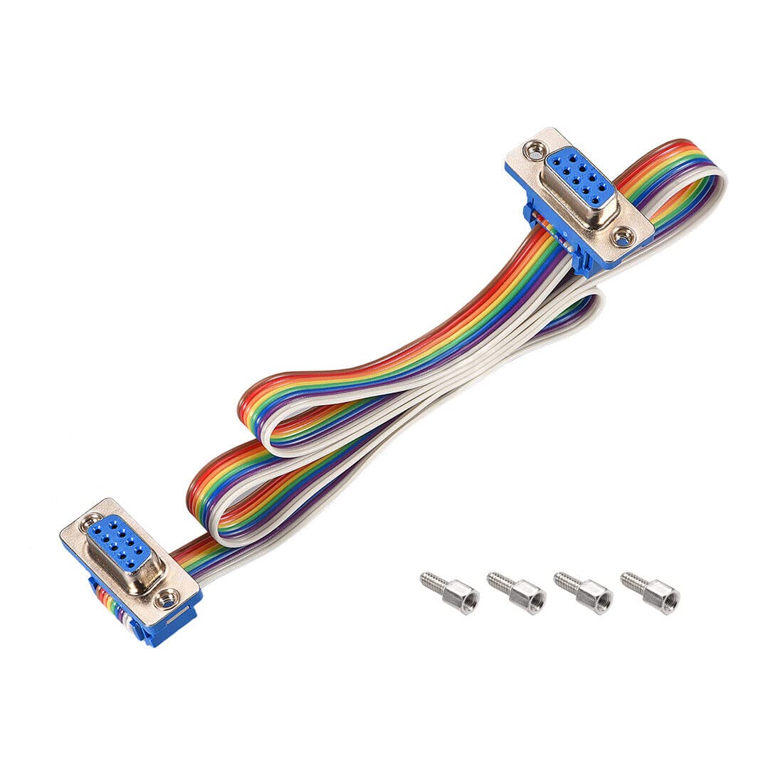 Tool parts IDC Rainbow Wire Flat Ribbon Cable DB9 F/F Connector 2.54mm Pitch 19.7inch Long