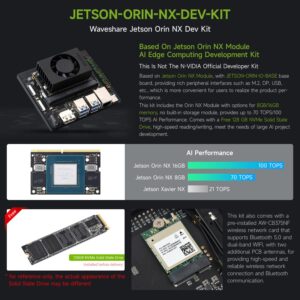 Waveshare Jetson Orin NX AI Development Kit for Embedded and Edge Systems, with 16GB Memory Jetson Orin NX Module