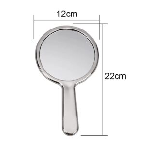 lasenersm 1 Piece Hand Mirror with Handle Round Hand Held Mirror for Makeup Hairdressing Handheld Mirror with Handle Stylish Hand Mirror for Women for Home Hair Salon Use, 4.7 x 8.6 Inches