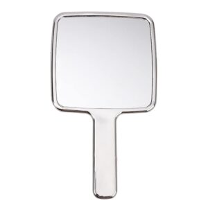 lasenersm 1 piece hand mirror with handle square hand held mirror for makeup hairdressing handheld mirror with handle stylish hand mirror for women for home hair salon use, 3.9 x 6.7 inches