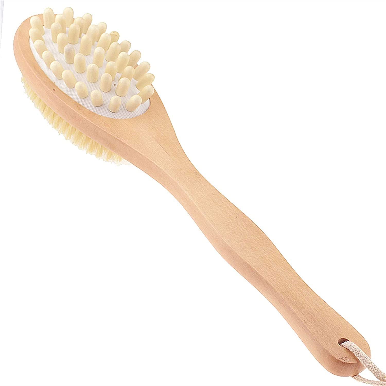 LUYILA Body Brush Sided Natural Bristles Body Brush Scrubber Long Handle Wooden Spa Shower Brush Bath Massage Brushes