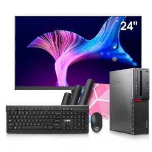 lenovo desktop computer pc monitor bundle, intel core i5 6500 3.2ghz, 16gb ddr4 ram, 256gb ssd + 2tb hdd, built-in wifi bt,dvd-rw,wireless keyboard mouse,windows 10 pro (renewed)