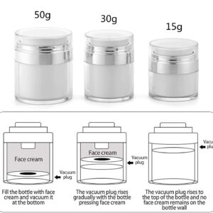 Cream Jar Vacuum Bottle,Airless Pump Jar Bottles Portable Lotion Dispenser,Travel Containers for Lotions and Creams Refillable Cosmetic Container (2PCS 15ml)