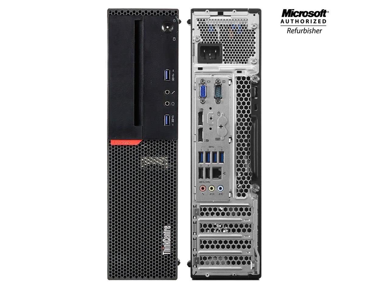 Lenovo M800 SFF Computer Desktop PC, Intel Core i5 6500 3.2GHz, 16GB RAM 128GB SSD 2TB HDD, Built-in WiFi BT, Wireless Keyboard Mouse,Dual 24 Inch Monitors (Renewed)