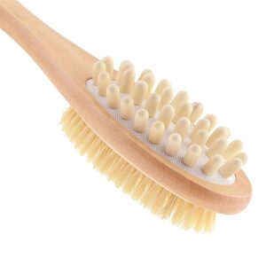 LUYILA Body Brush Sided Natural Bristles Body Brush Scrubber Long Handle Wooden Spa Shower Brush Bath Massage Brushes