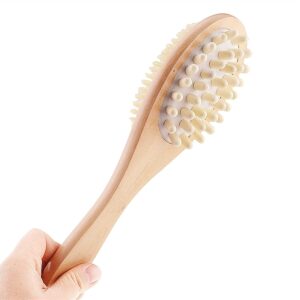 luyila body brush sided natural bristles body brush scrubber long handle wooden spa shower brush bath massage brushes