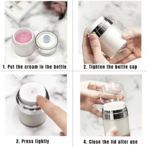 Cream Jar Vacuum Bottle,Airless Pump Jar Bottles Portable Lotion Dispenser,Travel Containers for Lotions and Creams Refillable Cosmetic Container (2PCS 15ml)