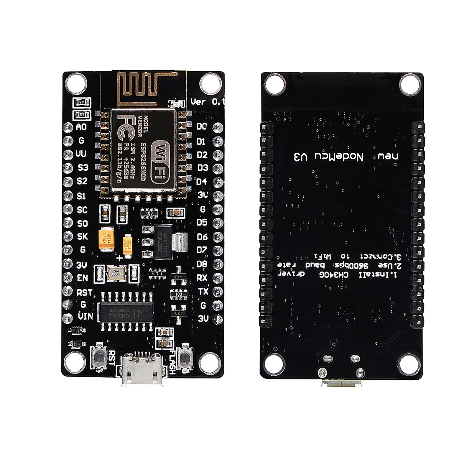 D-FLIFE 5pcs ESP8266 Serial Wireless Module CH340 NodeMcu V3 Lua WiFi Internet of Things New Version Development Board Compatible with Arduino IDE/MicroPython