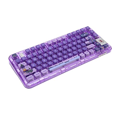 Luqeeg Mechanical Keyboard, 80 Keys Transparent Case Keyboard, Triple Modes Gasket Structure Gaming Keyboard, Wireless Bluetooth Gaming Keyboard 2 Layer Keycaps Design for Office