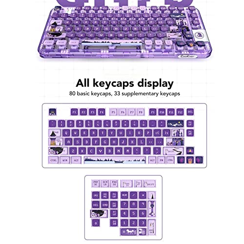 Luqeeg Mechanical Keyboard, 80 Keys Transparent Case Keyboard, Triple Modes Gasket Structure Gaming Keyboard, Wireless Bluetooth Gaming Keyboard 2 Layer Keycaps Design for Office