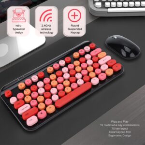 TOPINCN Wireless Keyboard Mouse, 2.4GHz Technology Gaming Keyboard Mouse for Computer (Red Black)