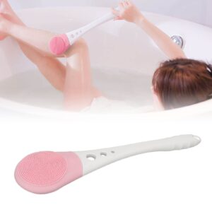 electric body shower brush, usb rechargeable exfoliating shower brush for deep cleaning, waterproof silicone bath shower scrubber with long handle, home beauty salon massage bath brush pink