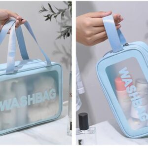 LaurelTree Cute Makeup Bag Transparent Waterproof Makeup Bag Y2k Accessories Large Capacity Cosmetic Organizer Beauty Case Travel Organizer for Accessories, Toiletries (Blue1 S)