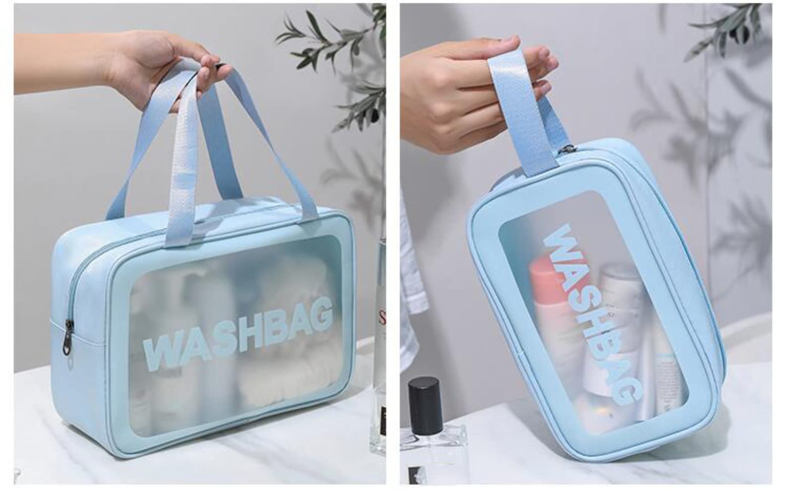 LaurelTree Cute Makeup Bag Transparent Waterproof Makeup Bag Y2k Accessories Large Capacity Cosmetic Organizer Beauty Case Travel Organizer for Accessories, Toiletries (Blue1 S)