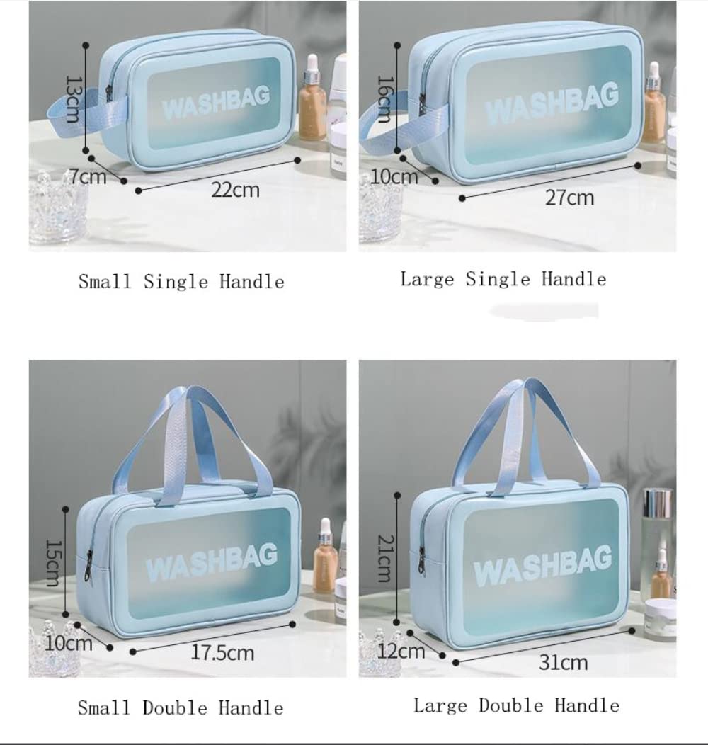 LaurelTree Cute Makeup Bag Transparent Waterproof Makeup Bag Y2k Accessories Large Capacity Cosmetic Organizer Beauty Case Travel Organizer for Accessories, Toiletries (Blue1 S)