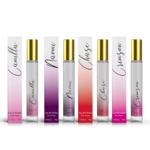 regal fragrances for women rollerball - set of 4 - naomi, camilla, chase, and crimson - inspired by bright crystal, jadore, bacarat ruge 540, flowrbom - (0.33 fl oz / 10ml) each