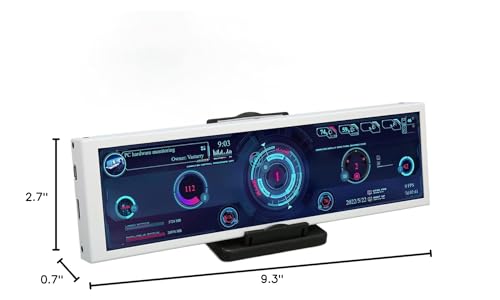 Heayzoki Computer Temp Monitor, PC Sensor Panel Display, CPU Data Monitor, 8.8 Inch Display USB Power Multifunction PC for CPU GPU Data