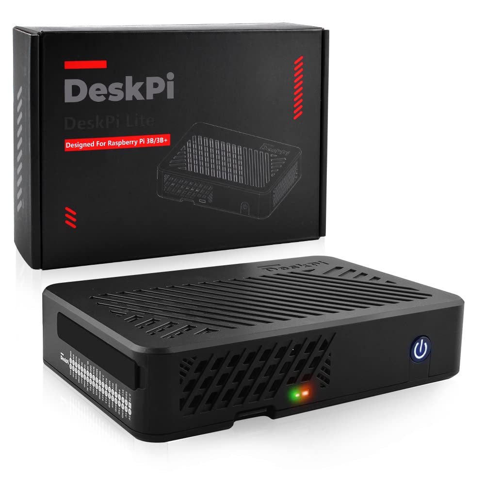 GeeekPi DeskPi Lite Pi 3B/3B+ Case with Power Button/Heatsink with PWM Fan for Raspberry Pi 3B/3B+