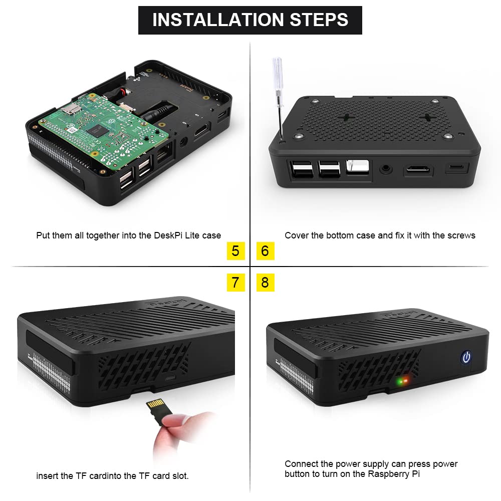 GeeekPi DeskPi Lite Pi 3B/3B+ Case with Power Button/Heatsink with PWM Fan for Raspberry Pi 3B/3B+