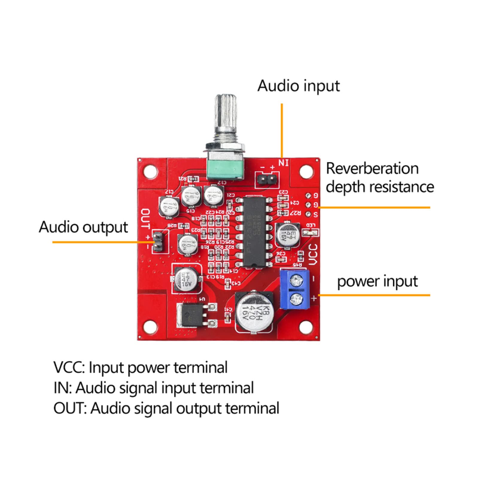 Microphone Reverb Board 2 Row Symmetrical Condensers Mic Reverb Module Without Preamplifier DC Amplifier Function for Home Theater