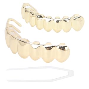 hip hop teeth set alloy golden false teeth decoration brace for halloween festival party hip hop teeth decoration