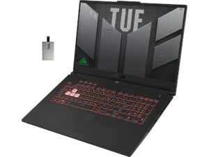 asus tuf a17 17.3" 144hz fhd gaming laptop, amd ryzen 7 6800h, 64gb ddr5 ram, 2tb pcie ssd, rgb backlit keyboard, nvidia geforce rtx 3060, 720p hd camera, win 11 pro, gray, 32gb usb card