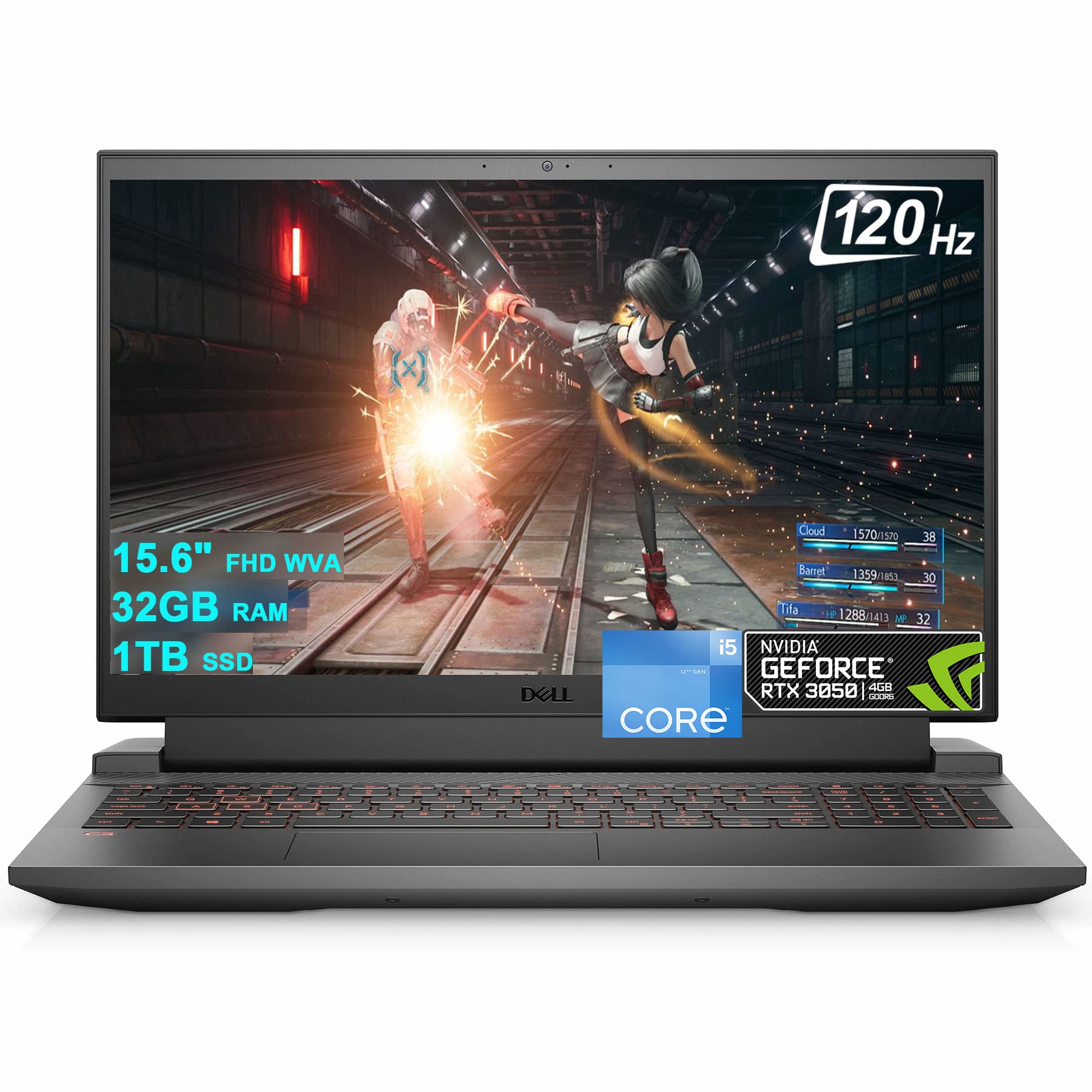 Dell G15 5000 5520 15 Gaming Laptop 15.6" FHD WVA Anti-Glare 120Hz 12th Generation Intel 12-Core i5-12500H (Beat i7-11850H) 32GB RAM 1TB SSD GeForce RTX 3050 4GB Backlit USB-C HDMI RGB Camera Win11