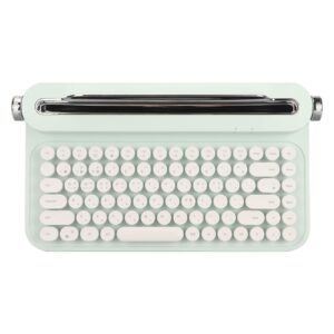 gowenic retro typewriter keyboard, 86 keys vintage keyboard, typewriter retro mechanical gaming keyboard bt5.0 with integrated stand, for wins for android for ios (mint green)