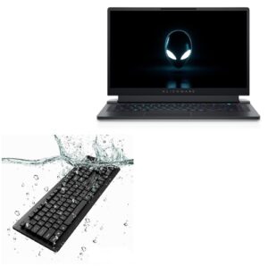 boxwave keyboard compatible with alienware x15 r2 gaming laptop (15.6 in) - aquaproof usb keyboard, washable waterproof water resistant usb keyboard - jet black