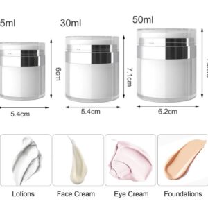 Minsily 4 Pack Airless Pump Jars, 1 Oz Airless Pump Bottles Cream Jar Vacuum Cosmetics Pump Bottle Dispenser, Travel Container Empty Airless Cosmetic Container for Skincare Cream Lotion Moisturizer