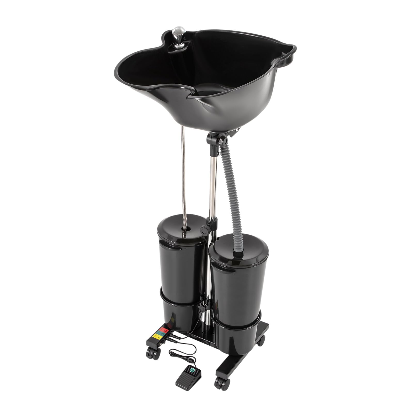 CNCEST Shampoo Bowl Shampoo Unit with Electric Pump,with 2x6.6Gal Bucket and Drain Hoses,38.18-52.36" Height Adjustable,Tilt Adjustable,9" Deep Basin,Barber and Hair Salon Accessories(New upgrade)