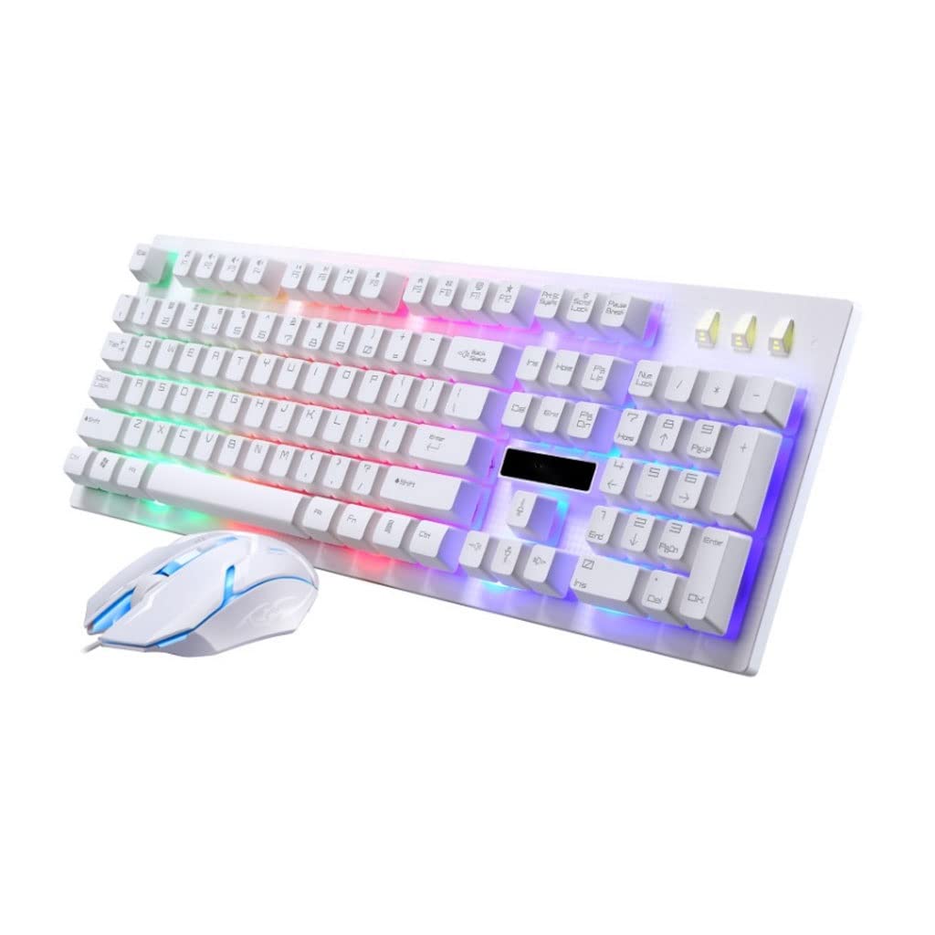 FEDRUI Mechanical Gaming Keyboard, Gaming Keyboard with Backlit, Keyboard Mouse Kit for Home, Games, Office (Color : White)