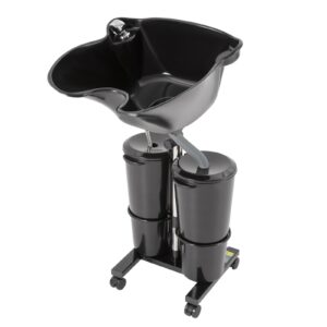 cncest shampoo bowl shampoo unit with electric pump,with 2x6.6gal bucket and drain hoses,38.18-52.36" height adjustable,tilt adjustable,9" deep basin,barber and hair salon accessories(new upgrade)