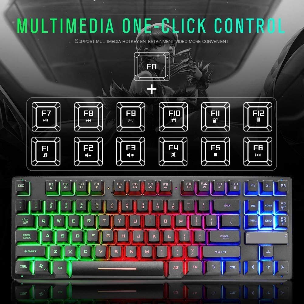 FEDRUI Gaming Keyboard, Mechanical Keyboard, Waterproof Gaming Keyboard Ergonomic Keyboard for Office Typing