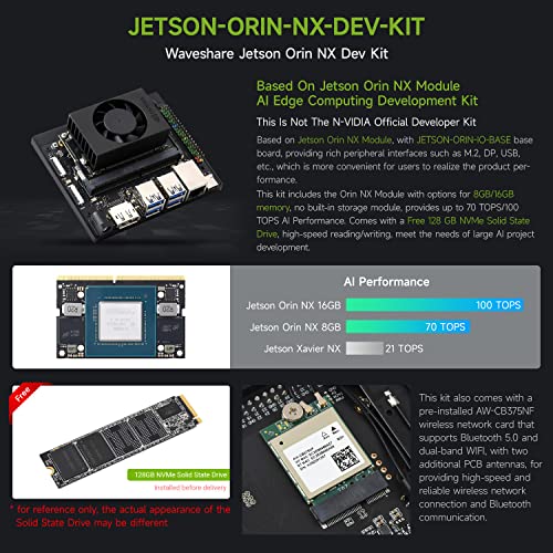 Waveshare Jetson Orin NX AI Development Kit for Embedded and Edge Systems, with 16GB Memory Jetson Orin NX Module Kit A