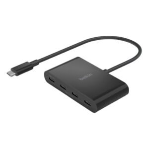 belkin connect usb-c™ to 4-port usb-c hub, multiport adapter dongle with 4 usb-c 3.2 gen2 ports & 100w pd with max 10gbps high speed data transfer for macbook, ipad, chromebook, pc, and more, black