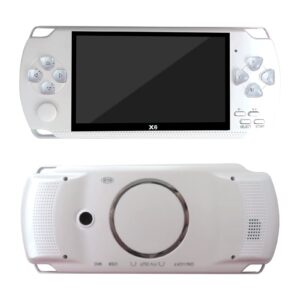 new 4.3" full color high-speed crisp tft widescreen video game console built-in 10000 games, with mini 5p usb, 3.5mm aux earphone output/tv output, tf card holder(white)