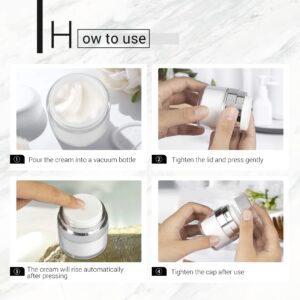 2/3-pack Airless Pump Jar empty cosmetic jar cream jar refillable bottle for moisturizer moisture container for travel push down pump Airless Pump Bottles dispenser for facial face makeup lotion cream (0.5oz+1.7oz jar)