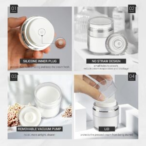 2/3-pack Airless Pump Jar empty cosmetic jar cream jar refillable bottle for moisturizer moisture container for travel push down pump Airless Pump Bottles dispenser for facial face makeup lotion cream (0.5oz+1.7oz jar)