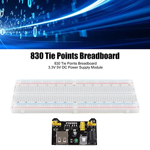 830 Tie Points Breadboard, 3.3V 5V Output Power Module Female USB Socket Easy Connection Less Error 65Pcs Wire Clear Markings for DIY Project Programming